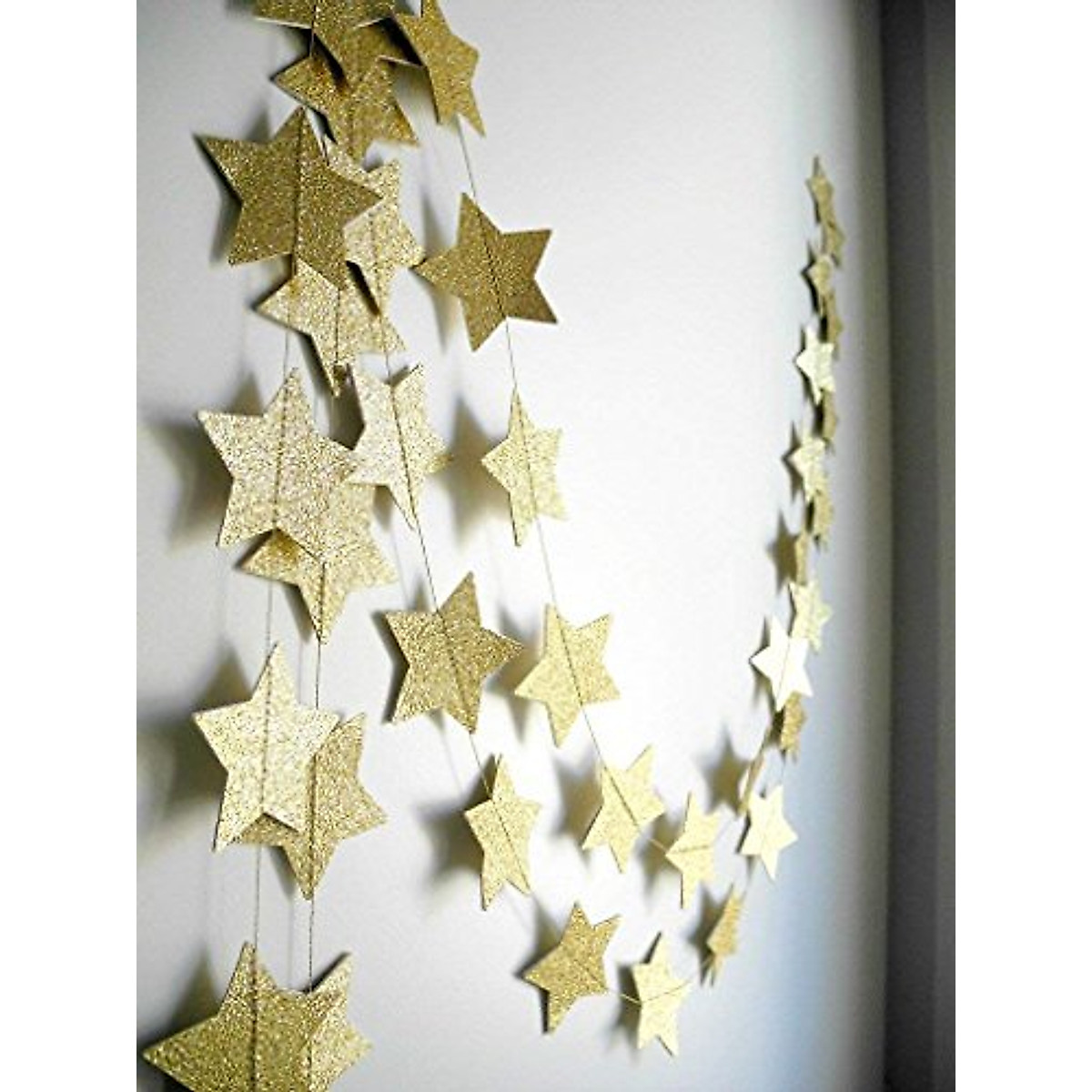 Skoye 2-Pack,Gold Star Garland, Golden Christmas Galaxy Banner, Twinkle Twinkle Little Star Garland Christmas Garland, Christmas Decor, Gold Baby Shower (4 inch in Diameter,13 Feet)
