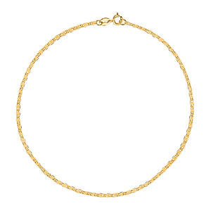 Ritastephens 10K Yellow Gold Mariner Link Dainty Anklet 10 Inches
