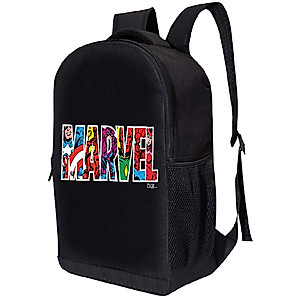 MARVEL COMICS CLASSIC LOGO BACKPACK - MARVEL BLACK CLASSIC LOGO 18 INCH AIR MESH PADDED BAG (Marvel Retro Logo)