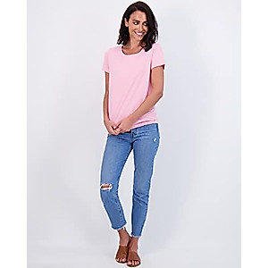 4 Pack: Womens Cotton Crew Neck Scoop Short Sleeve T-Shirt Women Shirt Tshirt Tshirts Shirts Athletic Tee Tops Casual Blouse Tees Lounge Ladies Basic Workout Classic Relaxed Loose Fit - Set 4,L