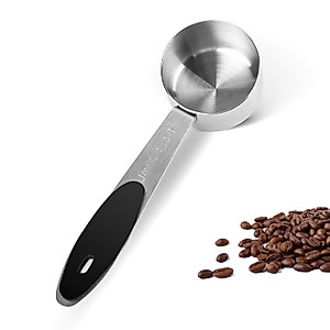 1/8 Cup(2 Tbsp/30 ml/30 cc/1 oz) Measuring Cup, Stainless Steel Measuring Scoops, Small Measuring Cup Measuring Scoop, Single Metal Coffee Scoop Measuring Cup with Black Silicone Handle