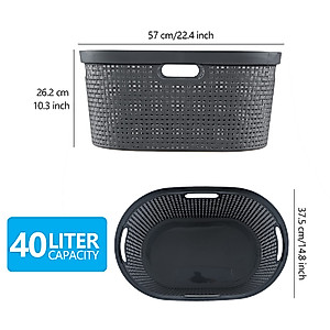 Wekioger 40 L Plastic Laundry Basket with Cutout Handles, 4 Packs, Large Clothes Hamper Storage Basket