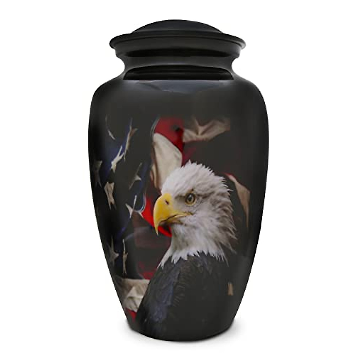 Honorary Memorials Patriotic Hearts Eagle Urn for Human Ashes | American Flag Cremation Urn for Adults, Cremation Urn for Veteran, Cremation Urns Medium Size, Handmade Funeral Urns with Velvet Bag