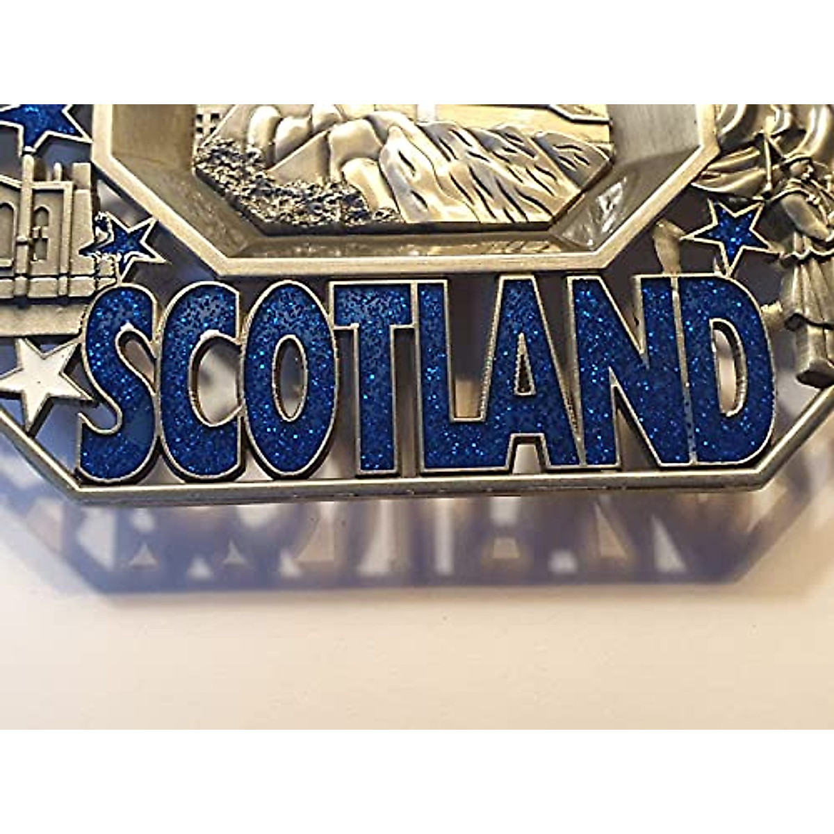 Edinburgh Scotland Metal Ashtray - Castle / Scottish Piper / Highland Cattle / Words in Blue Letters / Souvenir