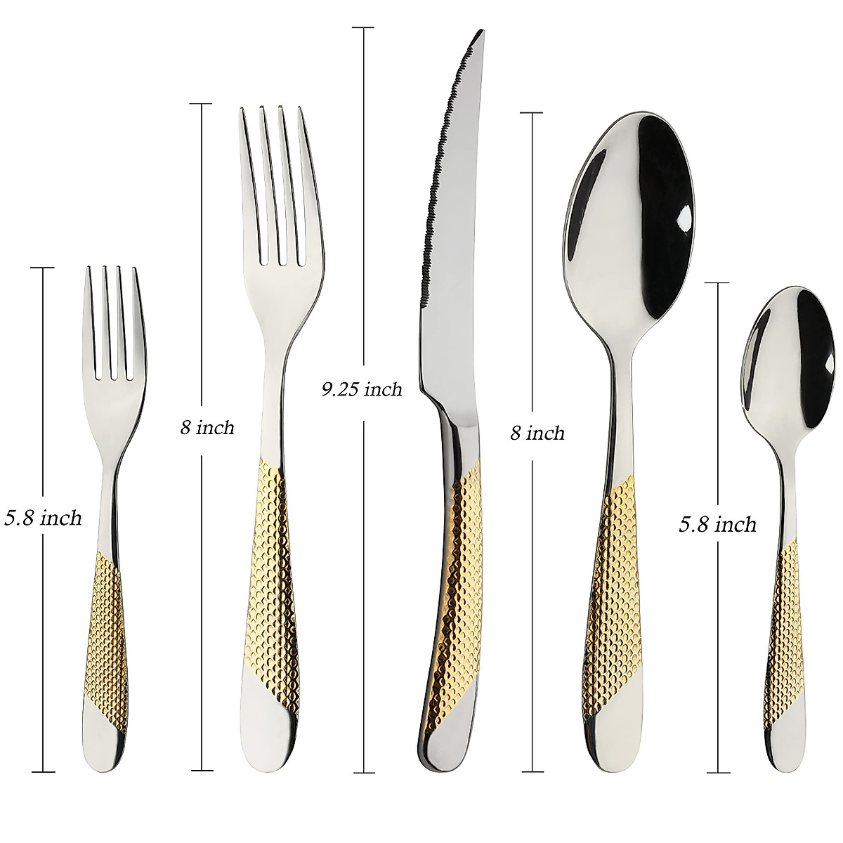 40-Piece Gold Silverware Set Stainless Steel Flatware Set Service for 8 Kitchen Cutlery Utensils Includes Knives Spoons Forks For Home Kitchen Hotel