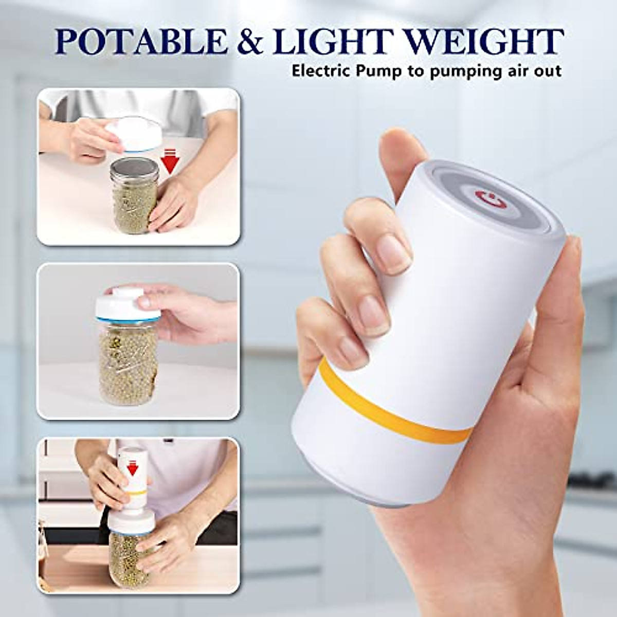 Mason Jar Vacuum Sealer Kit: Electric Jar Vacuum Pump With Wide Regular Mouth Mason Jars Compatible with Food Saver Vacuum Sealer Machine Canning Sealer with Jar Attachment 2 Hose for Food Storage