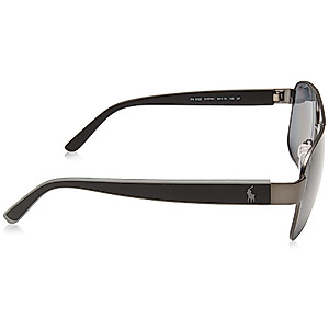 Polo Ralph Lauren Men's PH3122 Aviator Sunglasses, Matte Dark Gunmetal/Grey Polarized, 59 mm