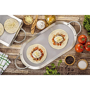 Imusa - L300-40512 IMUSA USA 17" Stainless Steel Oval Comal, Silver