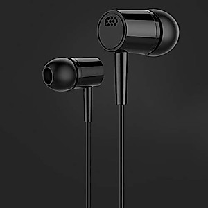 MOHALIKO Earbuds, Earbud Headphones with Microphone, D21 Universal 3.5mm Dual Speakers Heavy Bass Dynamic in-Ear Sport Wired Earphone for Various Mobile Phones, Christmas Black