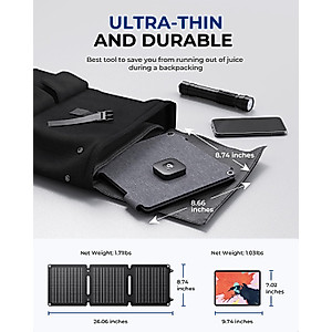 [Ultra-Fast Charging] BigBlue 20W ETFE Solar Charger with Kickstand, SolarPowa 20 Portable Solar Panel Charger with USB-A and USB-C, IP65 Waterproof, Compatible with iPhone, iPad, Samsung, LG etc.