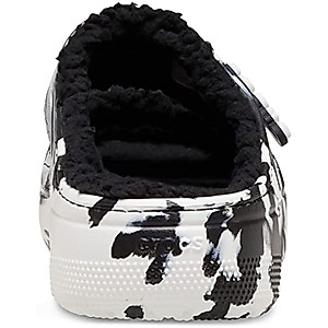 Crocs Unisex Classic Cozzzy Platform Sandals | Fuzzy Slippers Slide, Black/White,7 Women/5 Men
