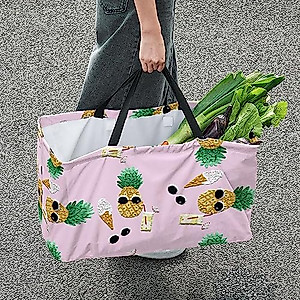 Cartoon Fruit Full Print Large Capacity Laundry Organizer Tote Bag - Reusable and Foldable Oxford Cloth Shopping Bags