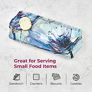 Pimpernel Blooms in Lilac Collection Sandwich Tray | Serving Platter | Crudité and Appetizer Tray for Indoor and Outdoor use | Made of Melamine | Measures 15.1" x 6.5" | Dishwasher Safe