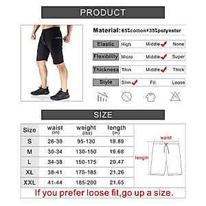 BROKIG Men's Sidelock Gym Workout Running Sport Shorts with Zipper Pockets (Medium, Black)