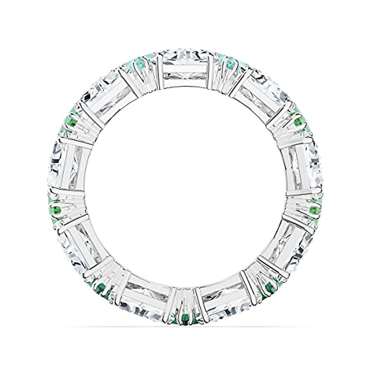 SWAROVSKI Matrix Cocktail Ring, Green and Clear Crystals with a Rhodium Finish Band, Size 5, Part of the Matrix Collection
