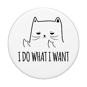 Funny Adult Humour Cat Middle Finger Men & Women PopSockets Swappable PopGrip