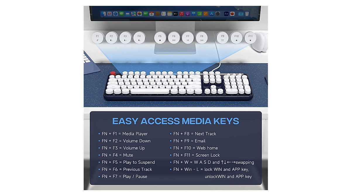 Atelus Wired Full Size Keyboard with Typewriter Style Keys