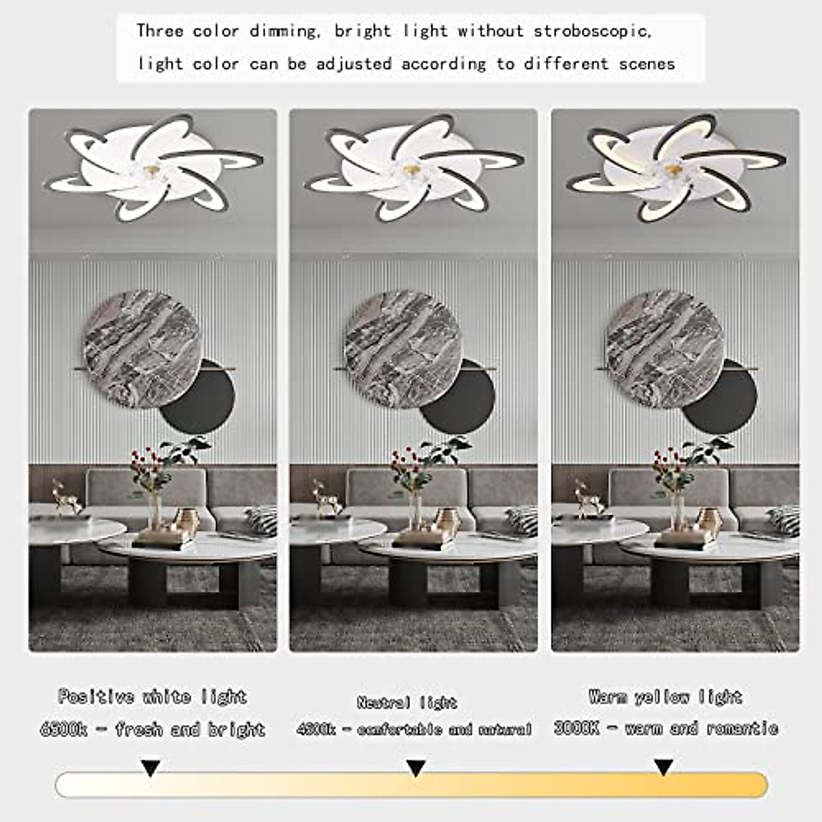 Ceiling Fan with Lights Remote Control, Bladeless Remote Control Ceiling Fans, 32.28" White Ceiling Fan with Light for Bedroom Living Room Kitchen