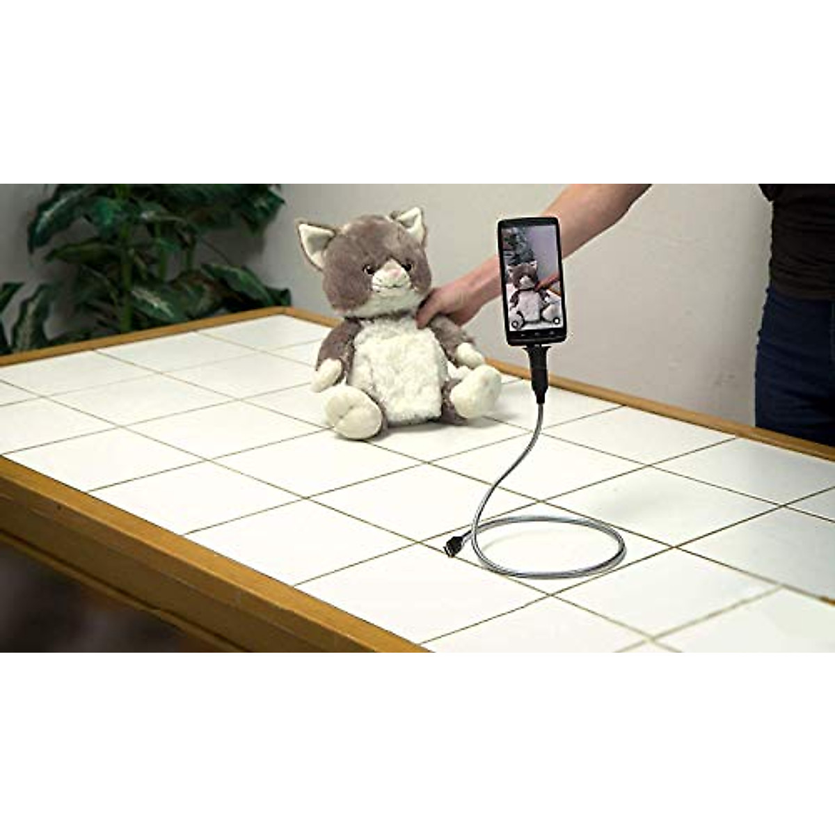 Cobra Coil Cell Phone Holder Charger, iPhone Stand Durable Lightning Charge Cable Adjustable Arm, Removable Mount for Desk, Table or Bed, Fast Universal USB Charging, 2.5ft Military Grade Aluminum