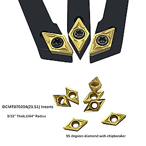 RHFGYY 10pcs DCMT070204 DCMT21.51 Carbide Turning Inserts with 3pcs Indexable Turning Tool Holders SDJCR0808H07 + SDJCL0808H07 + SDNCN0808H07 CNC Lather Tools