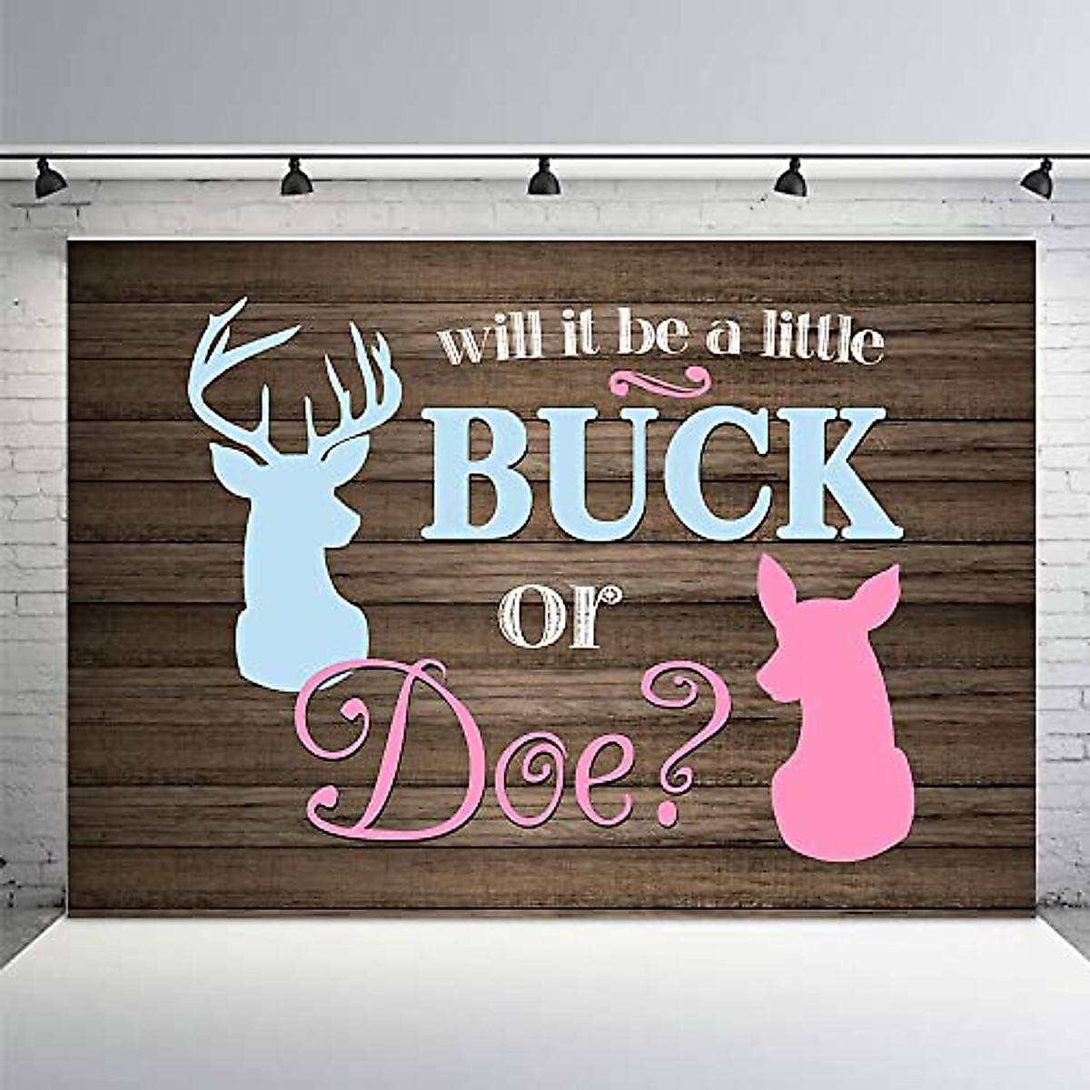 MEHOFOND Buck or Doe Gender Reveal Baby Shower Backdrop Rustic Wood Boy or Girl Deer Photography Background Banner for Dessert Table Supplies Party Decoration Photo Shoot Props Vinyl 7x5ft