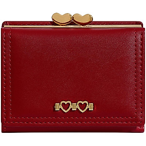 YINHEXI Wallet for Women, Cute Womens Wallet Card Holder, Small Trifold RFID Blocking Purse, Cute Small Leather Pocket Wallet for Women, Girls, Ladies Mini Short Purse (Burgundy)