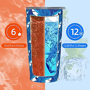 JASROTAO Shark Tumbler,Sharks 20oz Stainless Steel Insulated Travel Tumbler,Travel Coffee Mug with Lid and Straw Water Bottle Drink Tumbler Cups Gifts for Women Men Lovers