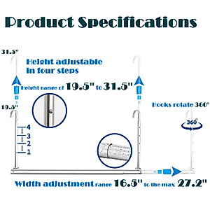 HDbonemu Closet Hanging Rod, Adjustable Width and Height Space-Saving Clothes Hanging Bar, 1 Pack Chrome