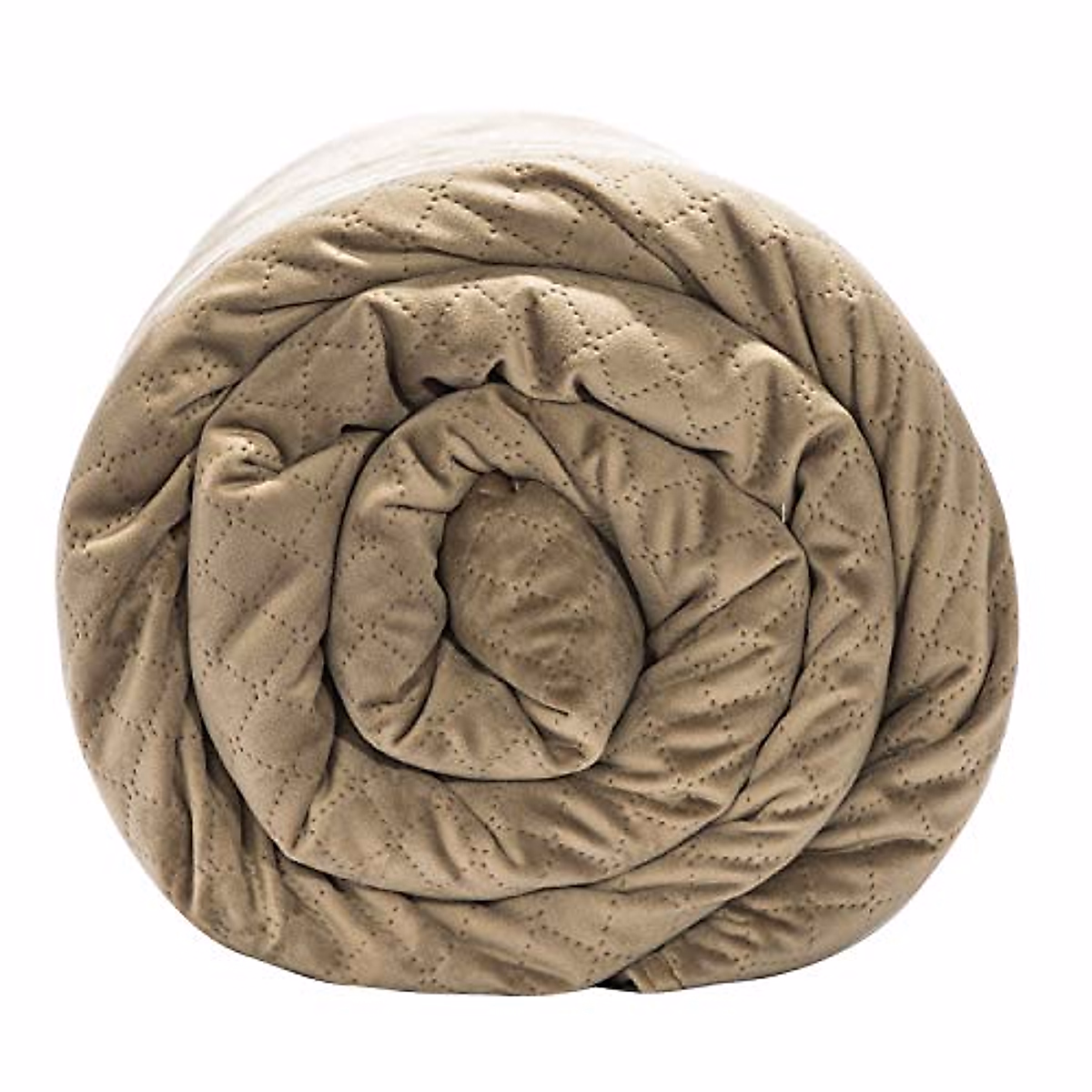 BlanQuil Quilted Weighted Blanket (Taupe 15lb) W/ Removable Cover.