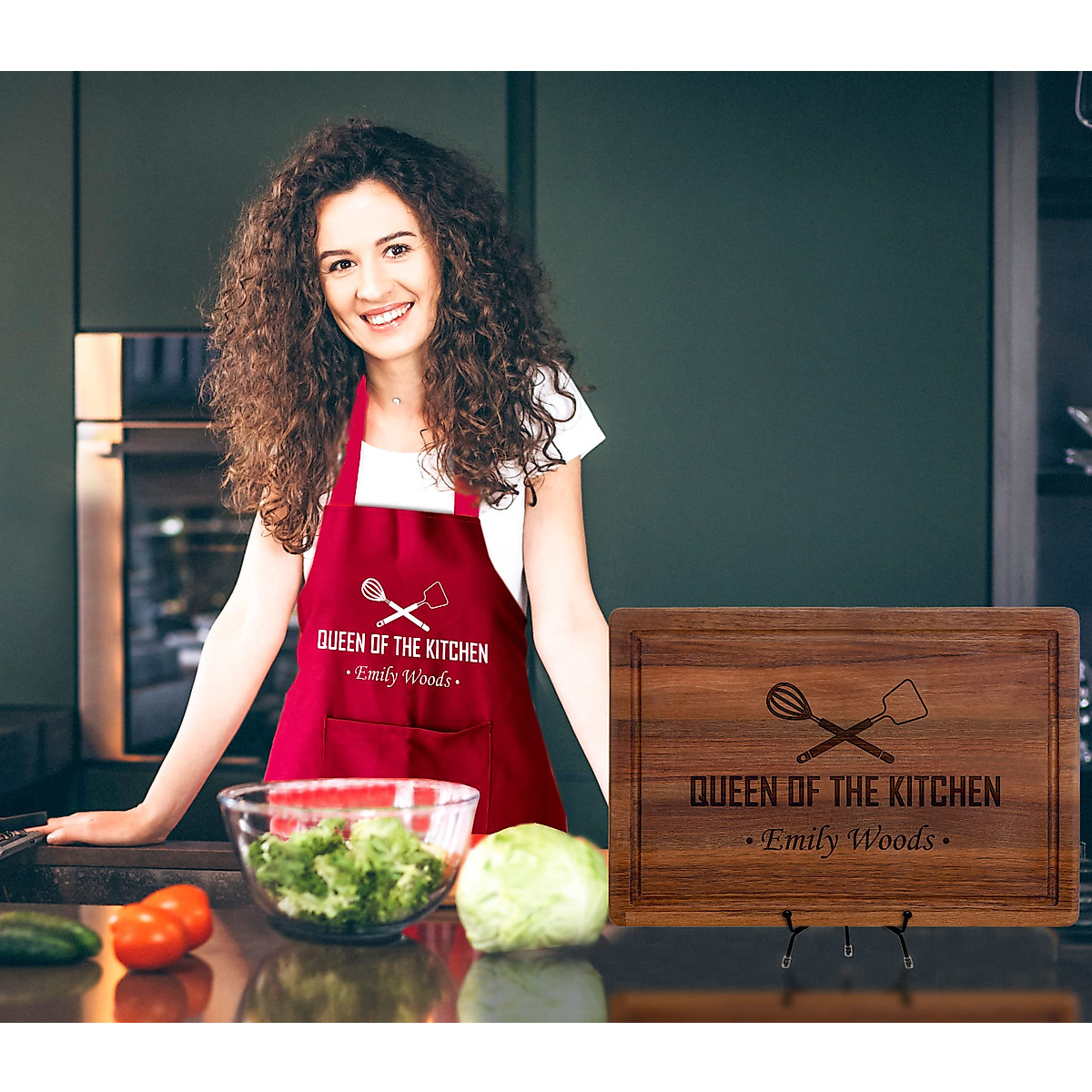 Mom Gifts for Mothers Day, Personalized Cutting Board for Kitchen, Queen of the Kitchen, Custom Women Gifts, Mother's Day Gift for Mama, Grandma, Sister, Wife, Custom Board for Birthday, Anniversary