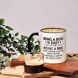 YHRJWN Boss Day Gifts, Bosses Day Gifts for Women Men, Bosses Day Gifts for Men, Boss Gifts, Boss Lady Gifts for Women, Christmas Birthday Thank You Gifts for Boss, Boss Mug, 11 Oz