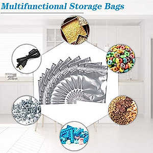 200 Pack - 4"x6" Stand Up Clear Silver Reclosable Mylar Bags for Food Storage, 7.8-mil Aluminum Foil Packaging, Plastic Zipper Food Coffee Candy Storage, Foil Grip Seal Zip Lock Wrap Smell Proof Bags