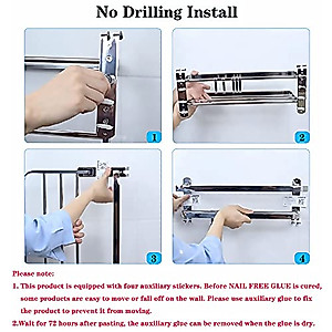 DDS-DUDES Bathroom Towel Rack with Shelf Double Towel Bar Stainless Steel Wall Mount Towel Holder with Movable Hooks Rustproof for Hotel Lavatory (Silver 24 inch)