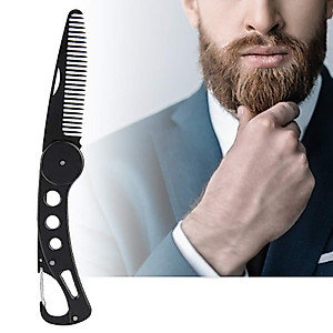 Men Mustache Beard Comb Stainless Steel Foldable Antioxidant Beard Comb for Travel and Daily Use Portable Shaving Comb with Opening Function