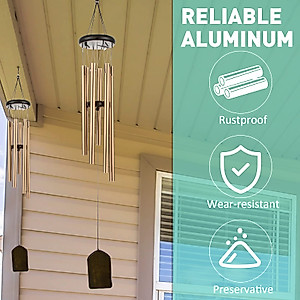 6 Pieces Wind Chimes 28 Inch Deep Tone Wind Chimes with 6 Aluminum Tubes Memorial Wind Chimes Outdoors Soothing Melody Wind Chimes Rustic Wind Chimes for Farmhouse Garden Patio Home Decor (Bronze)