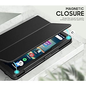 MoKo Case Fits Amazon Kindle Fire HD 8 & 8 Plus Tablet (12th Generation/10th Generation, 2024/2022/2020 Release) 8", Slim Folding Stand Cover with Auto Wake/Sleep, Black