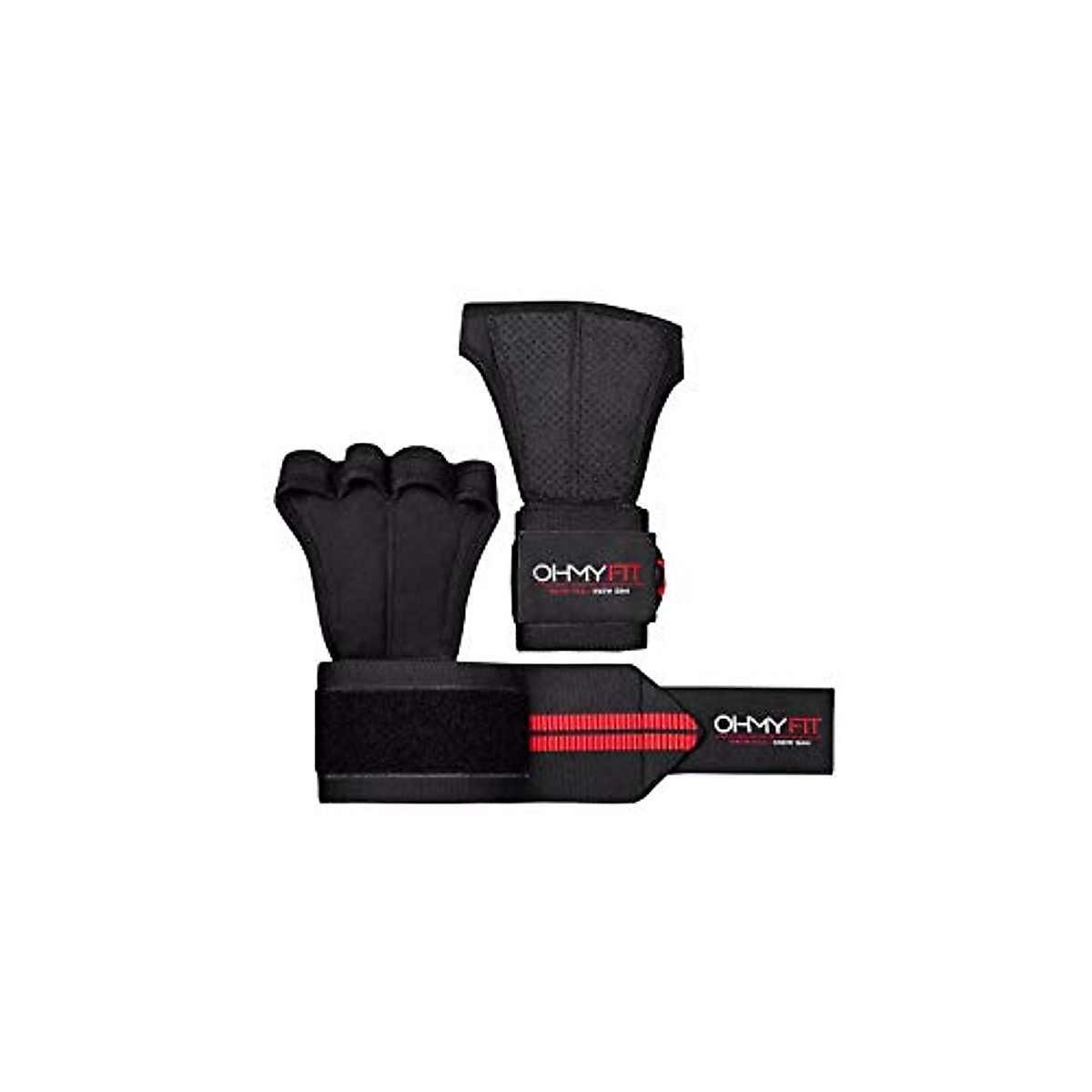 OHMY FIT All-in-One Wrist Wrap Glove: Elevate Your Workout with Ventilation, Callus Prevention & Wrist Support - 22" L x 3" W. Ideal for Powerlifting, Strength Training, CrossFit. (Medium)