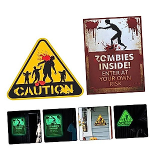 ibasenice 2pcs Zombie Sign Wall Decor Sticker Applique Zombie Wall Sign Halloween Supplies Decorations PVC Logo Stickers Mural Halloween Door Sticker Wall Sticker Halloween Stickers