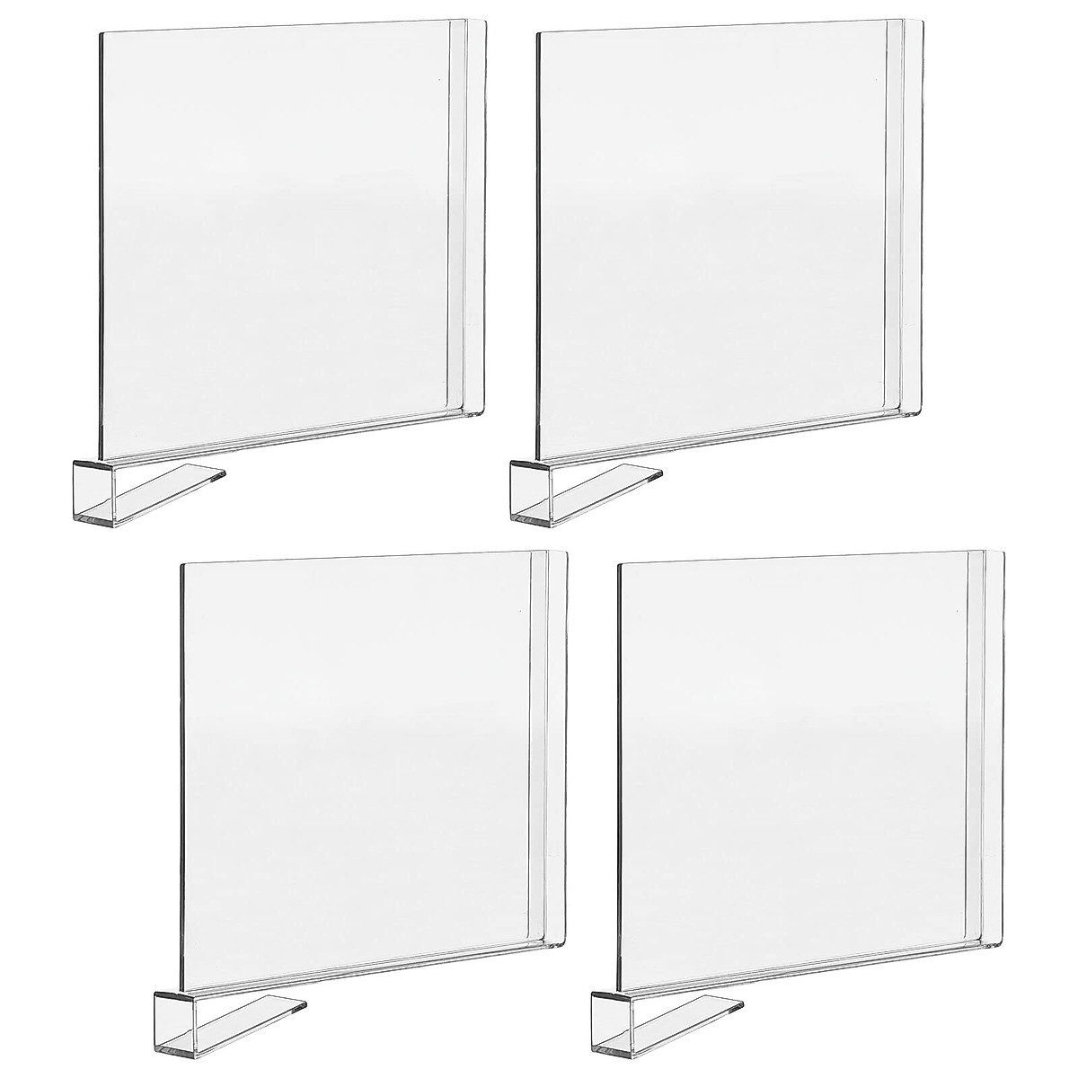 mDesign Plastic Closet Shelf Dividers; Tall Organizer Separators with Clip for Shelves in Bedroom and Closets for Jean, Sweater, Shirt, Purse, and Clothes Storage - Lumiere Collection, 4 Pack, Clear