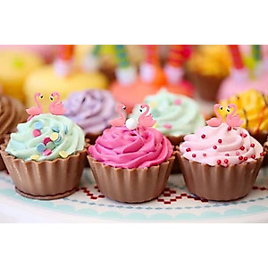 TYAOYA 12PCS Mini Flamingo Microlandscape Trinket, Fairy Garden Decoration, Outdoor Moss Bonsai DIY Figurine, Flamingo Themed Birthday Cake Decoration