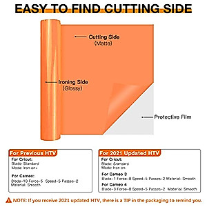 HTVRONT HTV Vinyl Rolls Heat Transfer Vinyl - 12" x 15ft Orange HTV Vinyl for Shirts, Iron on Vinyl for All Cutter Machine - Easy to Cut & Weed for Heat Vinyl Design (Orange)