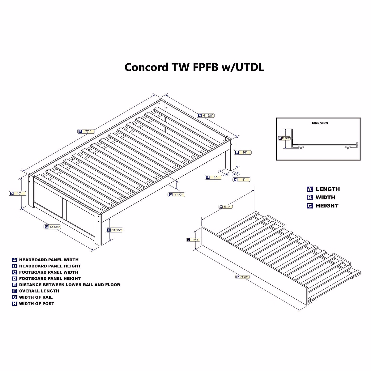 AFI Concord Twin Size Platform Bed with Footboard & Twin Trundle in Espresso