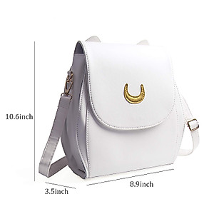 Oweisong Women Moon Sailor Purses and Handbags Cute Cat Anime Backpack Fashion Sparkling Satchel Tote Shoulder Bag