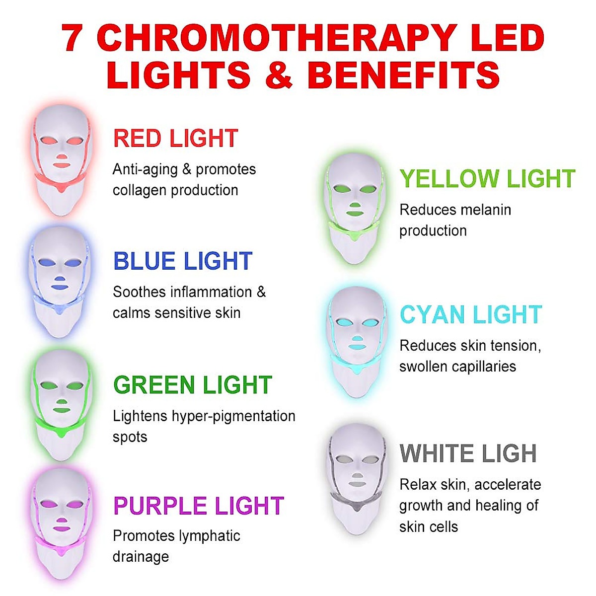 7 Colors Light Portable Face & Neck M -Ask Machine for Home Use | 7 Colors