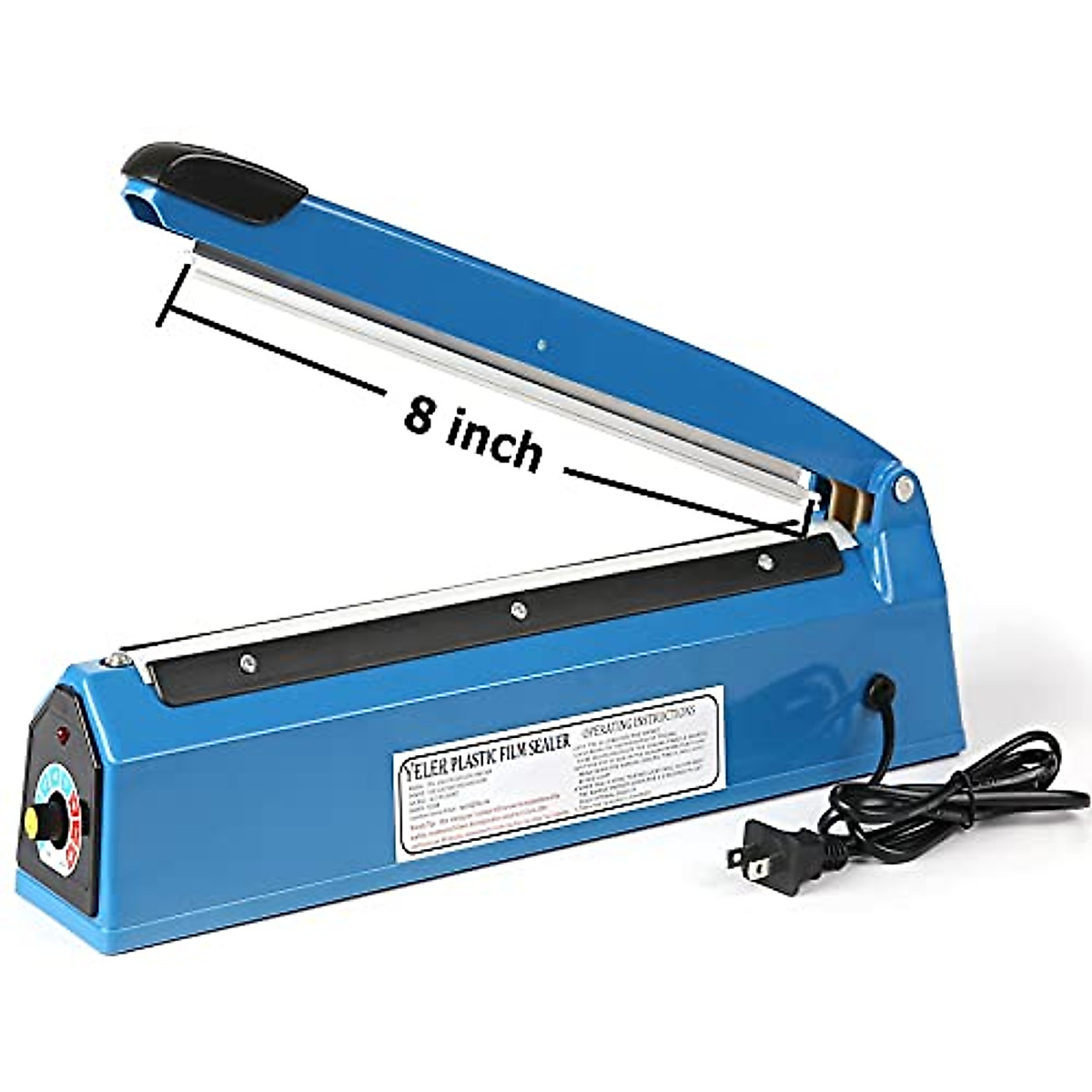 Yeler 8 Inch Impulse Heat Sealer Impulse Bag Sealer,Manual Poly Bag Heat Sealer Machine for Plastic Bags PE PP Bags with Extra Replace Element Grip