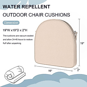 DYTXIII Set of 2 Outdoor Chair Cushions 19"x19"x2",Water Repellent Patio Seat Cushion with Ties and Removable Covers,Dining Chair Cushions for Indoor Kitchen Yard and Patio Furniture,Beige