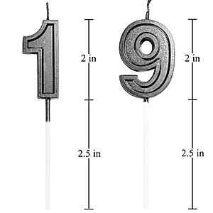 19th & 91st Birthday Candles Number 19 91 Cake Topper Happy Birthday Decoration for Women Men Girls Boys Party Wedding Anniversary Celebration (Black)