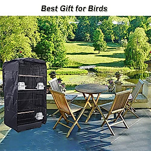 SYOOY Bird Cage Cover Good Night Birdcage Cover Universal Blackout Bird Parrot Cage Cover Durable Washable for Parakeets Lovebirds Budgies Macaw Conure Square Cages - Black