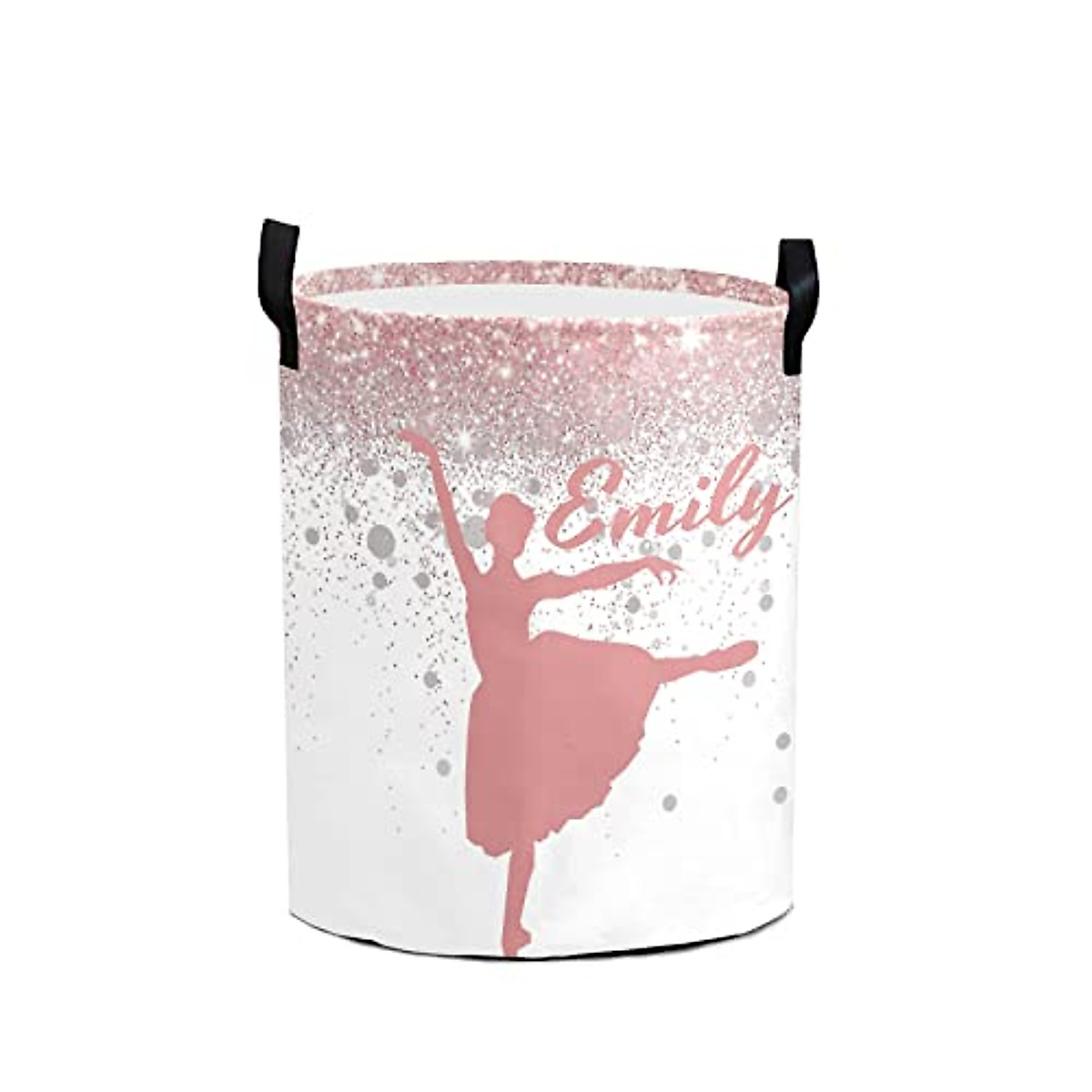 Grandkli Ballet Girl Personalized Freestanding Laundry Hamper, Custom Waterproof Collapsible Drawstring Basket Storage Bins with 50cm x 36cm