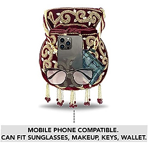 Aheli Potli Bags for Women Evening Bag Clutch Ethnic Bride Purse with Drawstring (P61M)